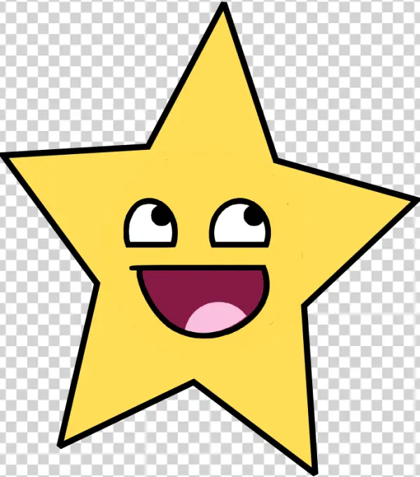 Yellow Star Meme Face PNG Transparent