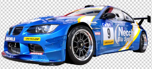 Blue BMW M3 E92 Race Car Side View PNG